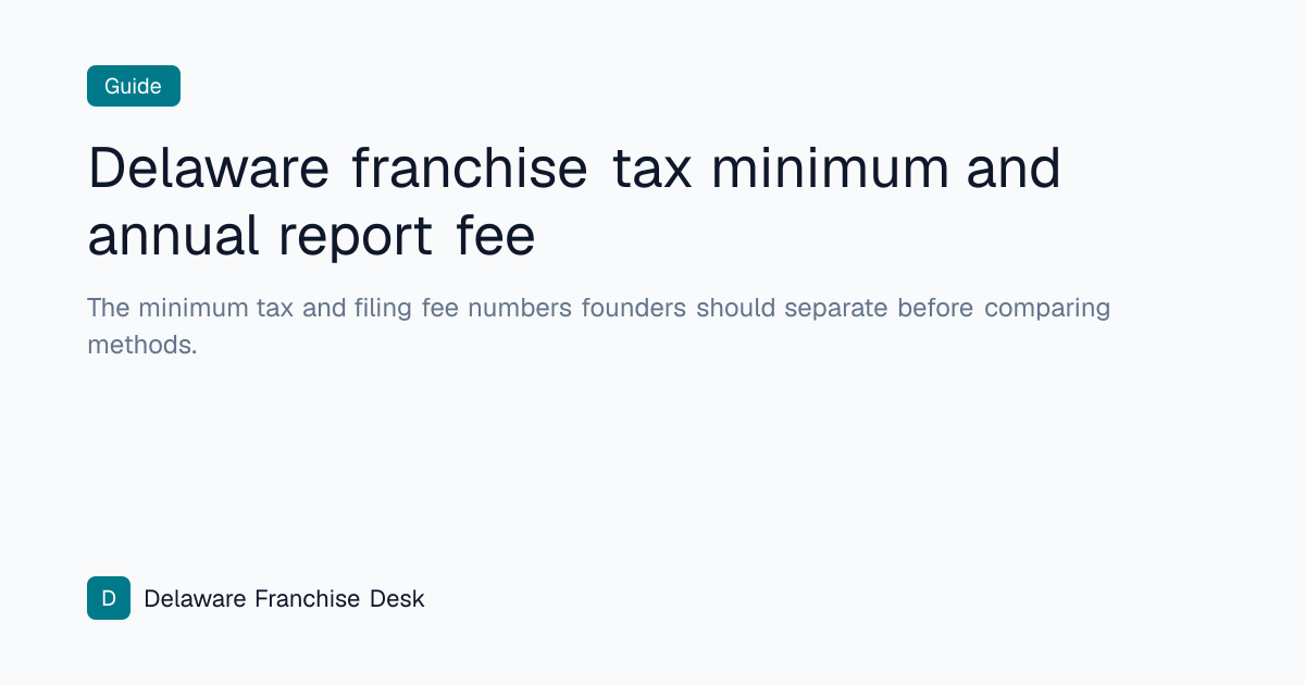 Delaware franchise tax minimum and annual report fee